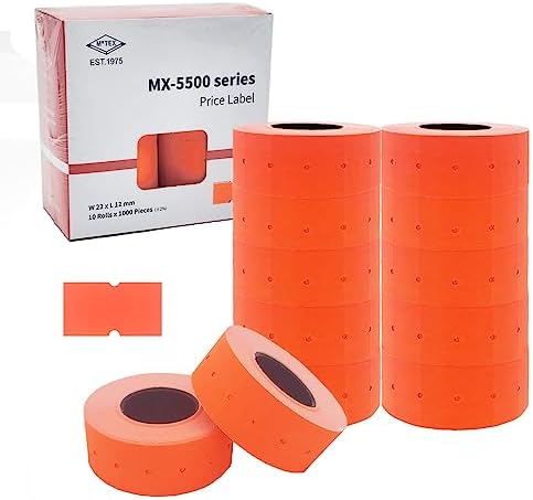 Amazon.com: Motex 1 Line Labels - 10,000 Fluorescent Red Blank Price ...