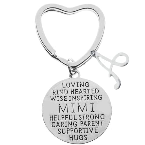 Amazon.com: Personalized Mimi Keychain with Letter Charm, Mimi Keychain ...