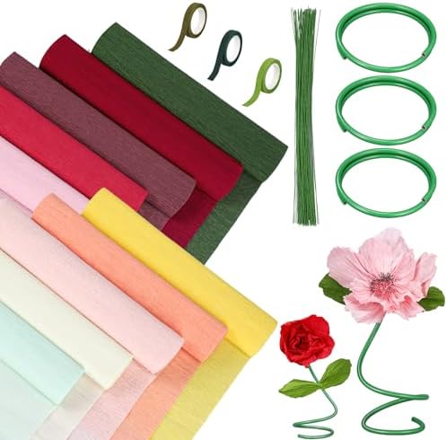 Amazon.com: Gilprop 116 Pcs Crepe Paper Flower Stem DIY Kits Set ...