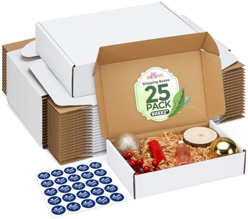 Amazon.com: MESHA Shipping Boxes 9x6x2 Set of 25 White Small Gift Boxes ...