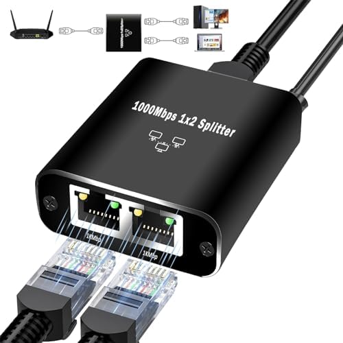 Amazon.com: Ethernet Splitter 1 to 2 Out, 1000Mbps High Speed, Gigabit ...