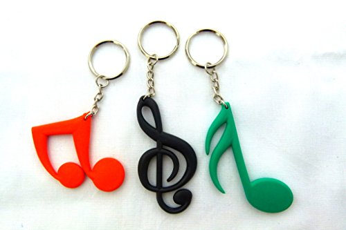 Pack of 3 Music Themed Key Chains (1 each Treble Clef, Sixteeth Note ...