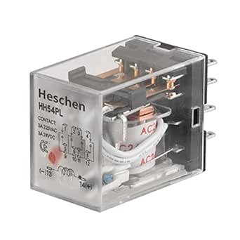 heschen Gereral Purpose Power Relay hh54p-l 24VAC Coil 3A 220VAC/24VDC 4PDT 14Pin Terminals LED ...