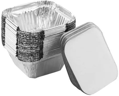 120 ML No 1 Aluminium Foil Food Containers with Lids Takeaway Silver ...