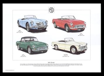 MG Classic Car Greats - MGA, MGB, MGC, MG Midget - Art Print : Amazon ...