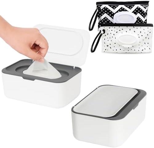 Amazon.com : 2 Pack Wipes Dispenser with 2 Portable Wipe Cases, Wipe ...