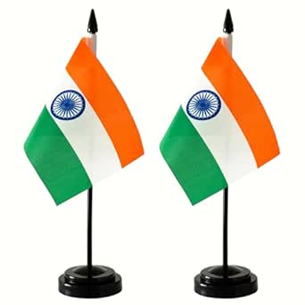 2 Pack India Desk Flags 6 x 4 Inch Indian Table flag Indian Decorations ...