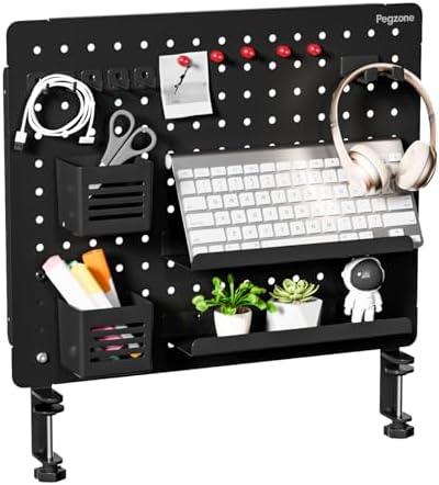 Amazon.com : PEGZONE Clamp-on Desk Pegboard, Desk Accessories for ...