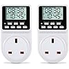 ORIDGET 24 Hour Digital Electric Timer Plug Socket UK with On-Off ...