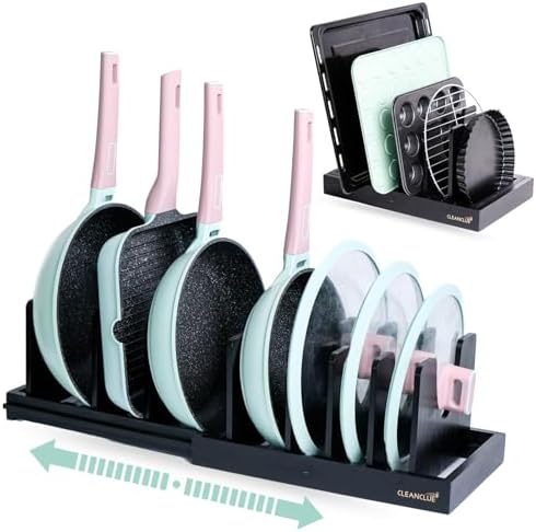 Amazon.com - CLEANCLUE Bamboo Pot and Pan Organizers for Kitchen ...