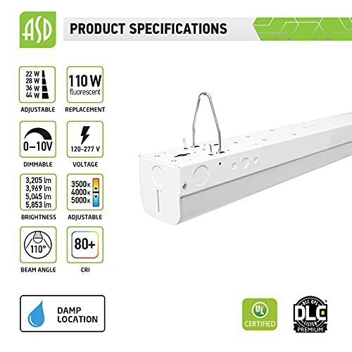 ASD 4Ft LED Shop Light, Power 22W 28W 36W 44W and Color Temperature ...