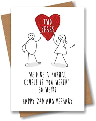 Funny 2nd Anniversary Card - Two Year Wedding Love Heart - Happy Weird ...