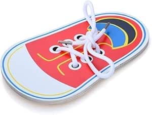 Amazon.com: Red Wooden Shoe Tying Practice, Learn to Tie Your Own Shoes ...