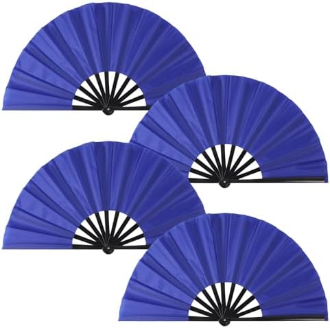 Amazon.com: Tkocisa 4 Pack Large Folding Hand Fan, Plastic Hand Held ...