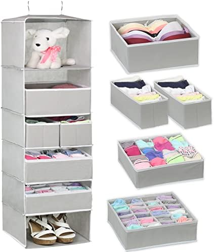 Amazon.com: 7-Shelf Hanging Closet Organizer with 5 Different Drawers ...
