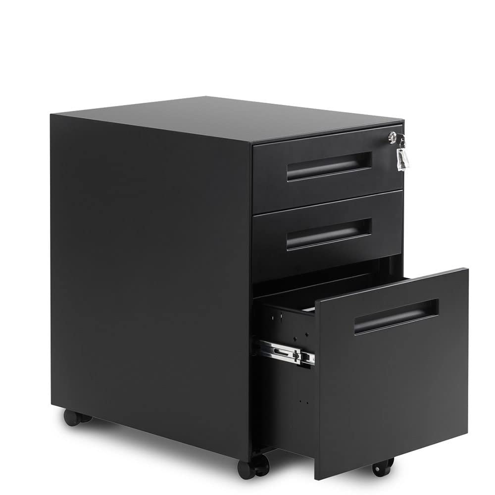 3 Drawer Mobile File Cabinet Filing Pedestal with Keys, Fully Assembled ...