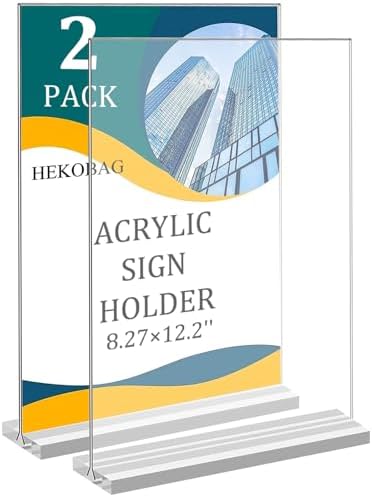HEKOBAG 2 Pcs A4 Table Display Stand Clear Acrylic Display Stand Sign ...
