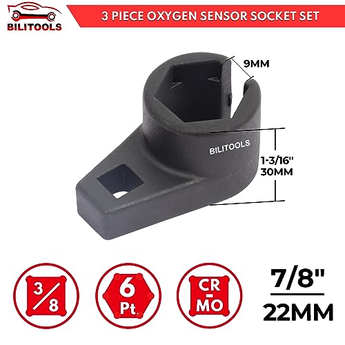 Snapklik.com : BILITOOLS 3-Piece O2 Oxygen Sensor Socket Set, Offset ...