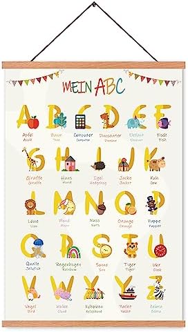 ZDFDC Kinderzimmer Alphabet Poster - ABC Deutsch, Niedlich Muster ...