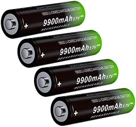 Amazon.com: DQGG 18650 Rechargeable Battery 4 Pack 3.7v 9900mAh Li-ion Batteries for Flashlight ...