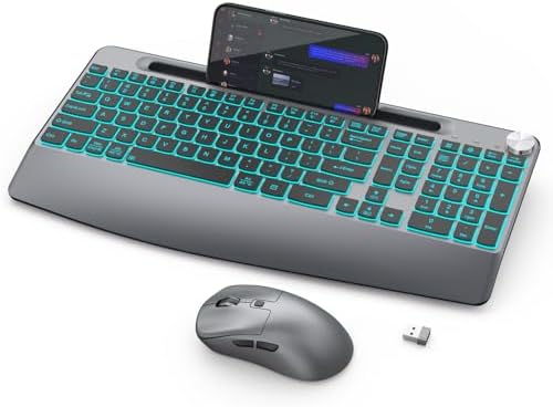 Amazon.com: Wireless Keyboard with 7 Colored Backlits, Wrist Rest ...