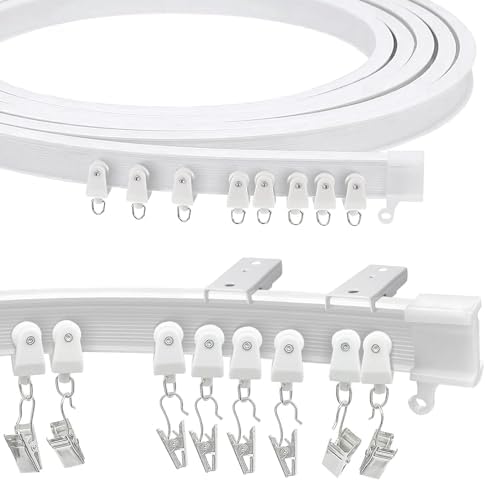 Amazon.com: NDSWKR 16.4FT/5M Flexible Curved Ceiling Curtain Track ...
