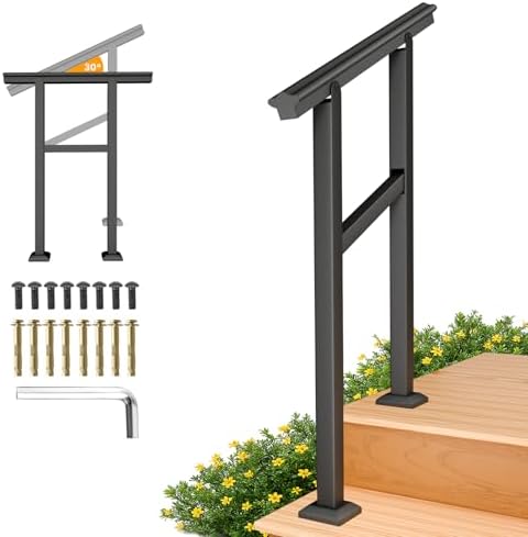 Aatrixkit Handrails for Outdoor Steps Stair Railing - 2 Steps Wrought ...