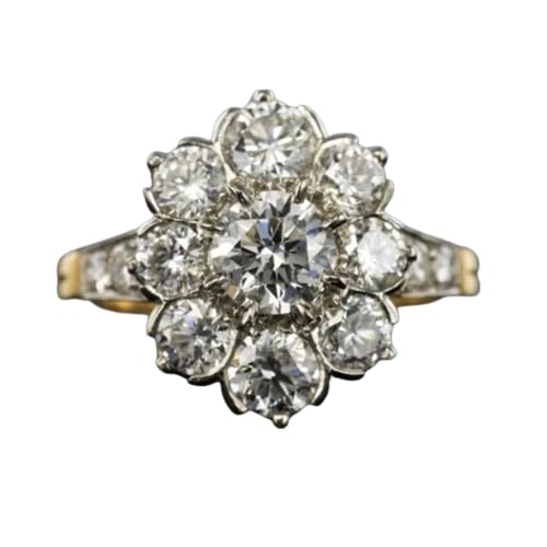 Amazon.com: icedout 3 Ct Round Cut Diamond Vintage Cluster Flower Style Halo Accent Floral Look ...