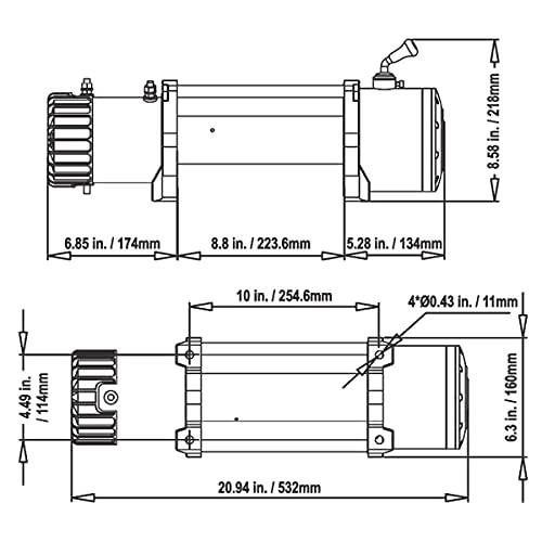 Rock-Hulk 13500 lb Waterproof Synthetic Rope Winch Load Capacity ...