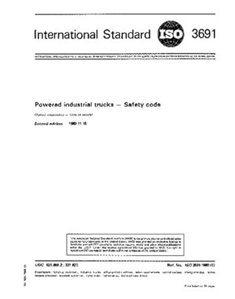 ISO 3691:1980, Powered industrial trucks - Safety code: International Organization for ...