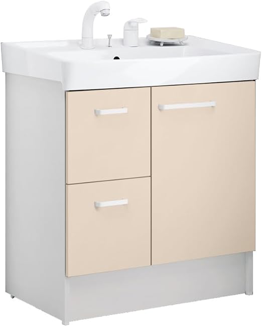 Amazon | LIXIL(リクシル) INAX 洗面化粧台 D7シリーズ シングルレバー洗髪シャワー水栓 引出タイプ ライトベージュ 間口 ...