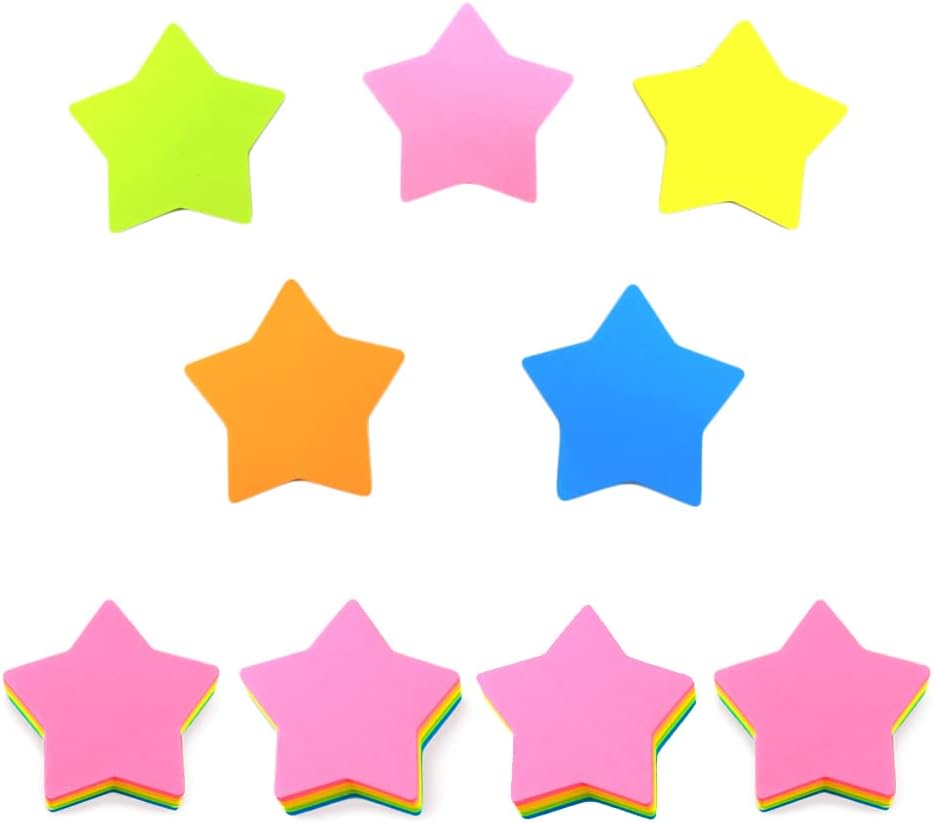 Amazon.com : Star Shape Sticky Notes 6 Color Bright Colorful Sticky Pad ...