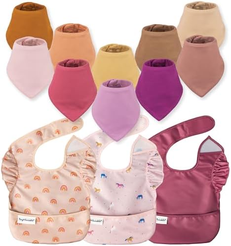 Amazon.com: Tiny Twinkle Mess-proof Easy Bibs 3 Pack and Bandana Baby Bibs 10 Pack Bundle : Baby