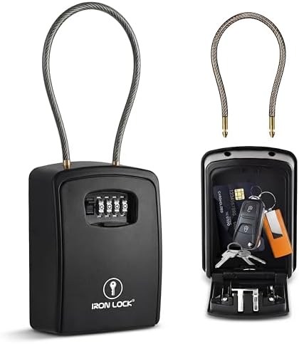 Amazon.com : Iron Lock® Key Lock Box Portable with Cable Shackle & Wall ...