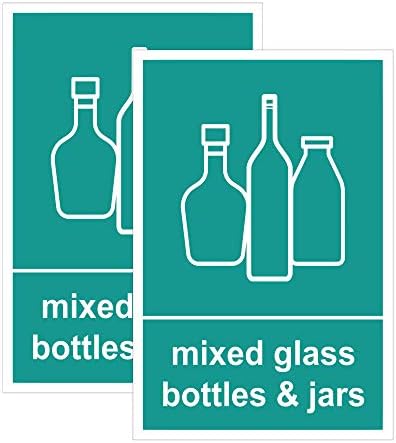 Pack of 2 Mixed Glass Bottles & Jars Recycling Bin Sticker-Self ...