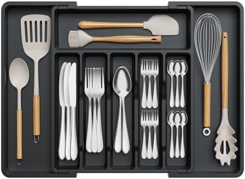 URBN-CHEF Extendable Bamboo Cutlery Tray (Large) : Amazon.co.uk: Home ...