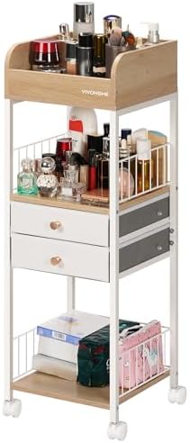 Amazon.com: Lifewit Floor Makeup Organizer Storage Cart with Drawers ...