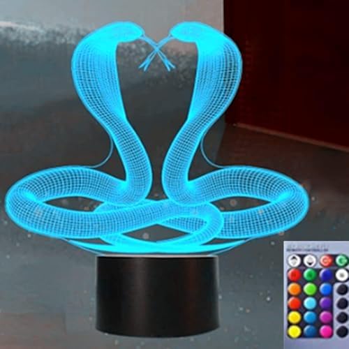 Jinnwell 3D Snake Night Light led Lamp Illusion 16 Color Changing Table ...