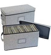 Amazon.com: 12-Inch Vinyl Record Storage Boxes with Lids and Handles ...
