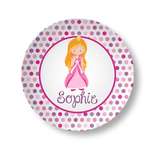 Amazon.com: Personalized Princess Plate - Royal Princess Pink Gown ...