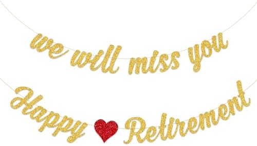 Amazon.com: Tinbax Happy Retirement Banner and We Will Miss You Banner ...