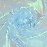 ・ブランド:moonfarm・製造元:サザンウインド・美しいオーロラのように、見る角度によって変化する光沢感が魅力の、透明度の高いオーガンジー生地です。カラー：水色・サイズ：長さ約1m×幅約150cm/重量：約45g（30g/㎡）/素材：ポ...