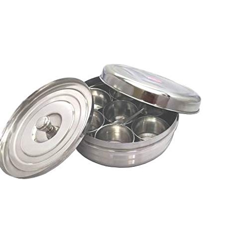 Buy Stainless Steel 7 Bowl 100 ml Spice/Mashala Container - 100 ml ...