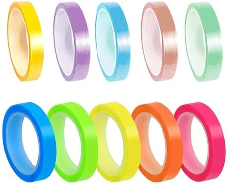 Abeillo 10 Rolls Highlighter Tapes, 6mm x 5m Colored Transparent Tape ...