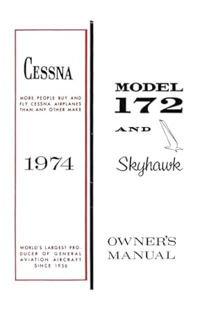 Cessna 1974 Model 172 and Skyhawk Owner's Manual: Cessna Aircraft Company: 9781998295647: Amazon ...