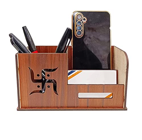 WEBLOT swastik Pen stand card holder for office table MDF Pencil Holder ...