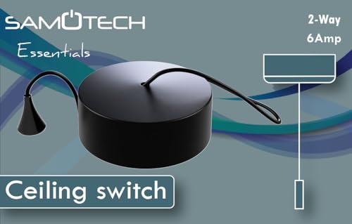 SAMOTECH Essentials 2WAY 6A Bathroom Light Pull Cord Ceiling Switch ...
