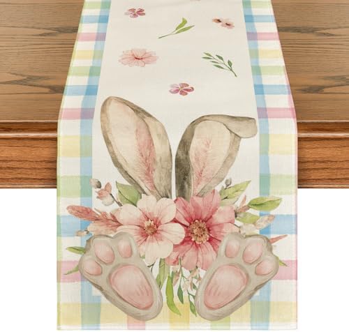 Amazon.com: Artoid Mode Buffalo Plaid Cow Farm Table Runner, Fall ...