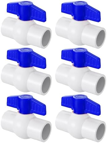 Amazon.com: 1/2" PVC Ball Valve, 6PACK Blue T-Handle Shut-Off Valve ...