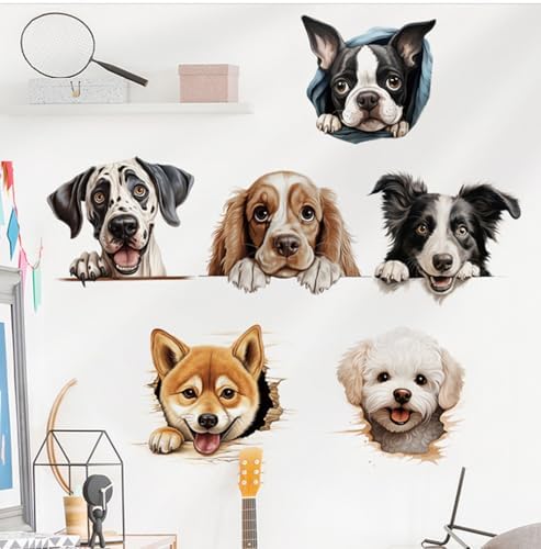 Amazon.com: Pet Wall Stickers Peel and Stick Puppy Dog Wall Decals Cute ...